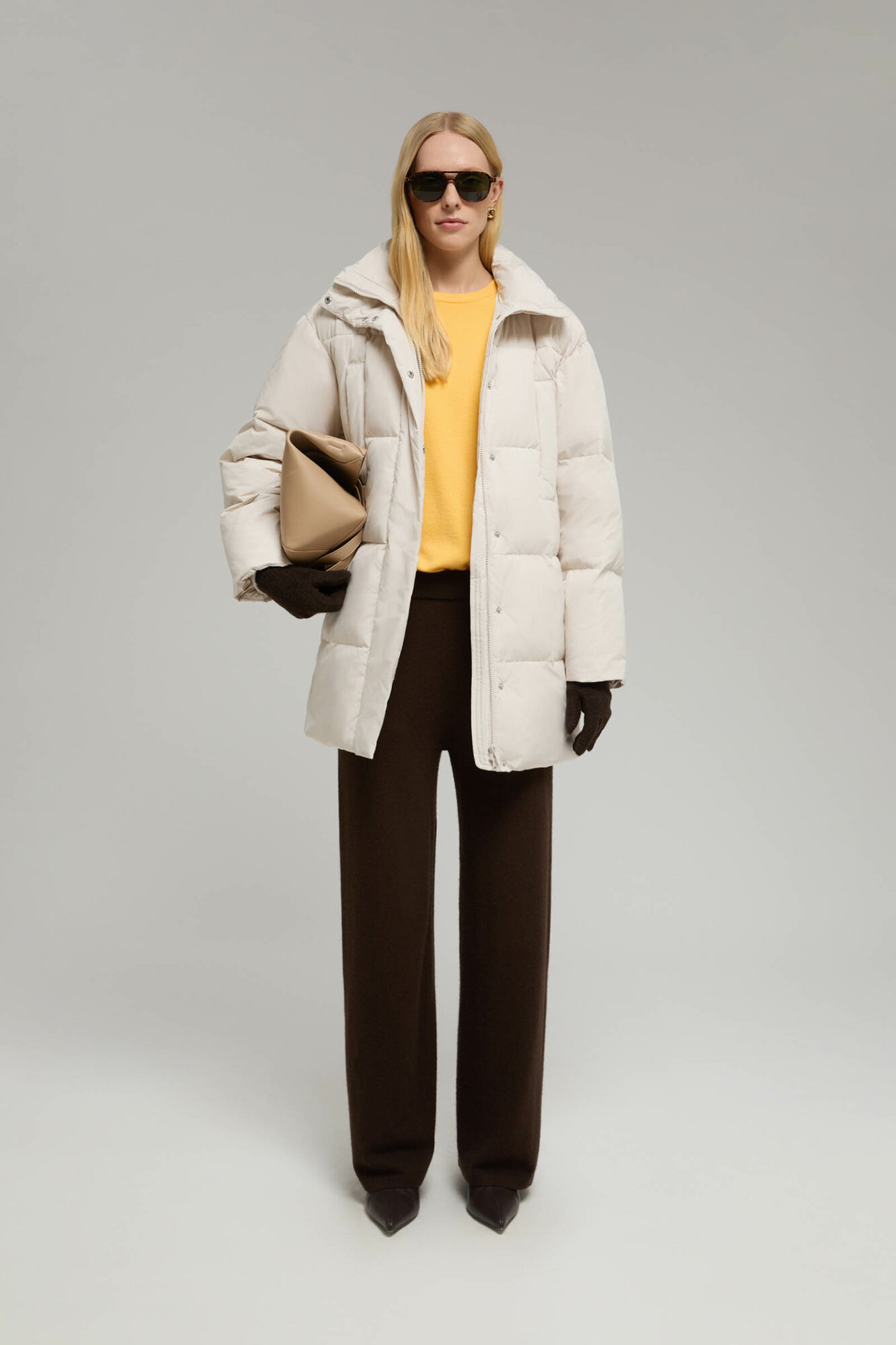 Пуховик стеганый с натуральным пухом