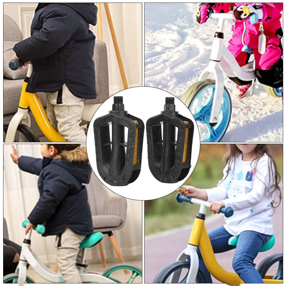 2 пары универсальных детских велосипедных нескользящих педалей, детский аксессуар для велосипедного подшипника с желтым предупреждающим отражателем (американская система)