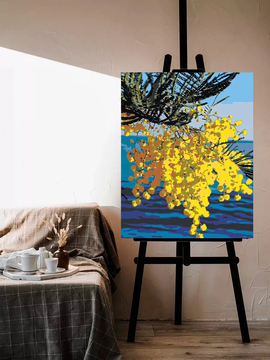 Картина по номерам Акация Серебристая Мимоза Море Растение