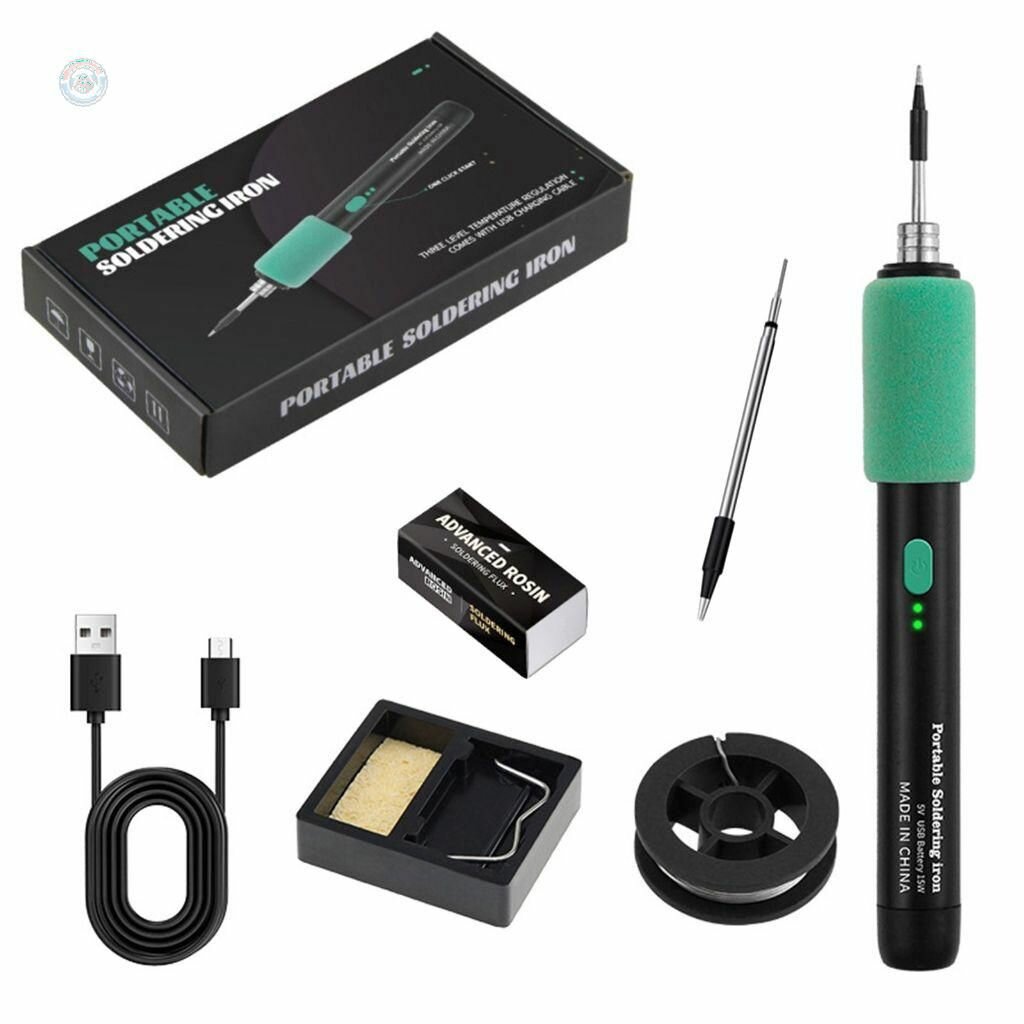 USB паяльник мини беспроводной, портативный паяльник с аккумулятором 650 мАч, компактный инструмент для пайки печатных плат и бытового ремонта, набор с одним жалом