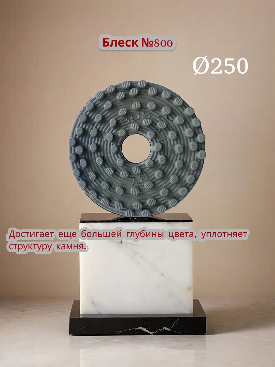 Шлифовальный круг Блеск № 800, диаметр 250 мм, для полировки натурального камня на колено-рычажном станке, Беларусь