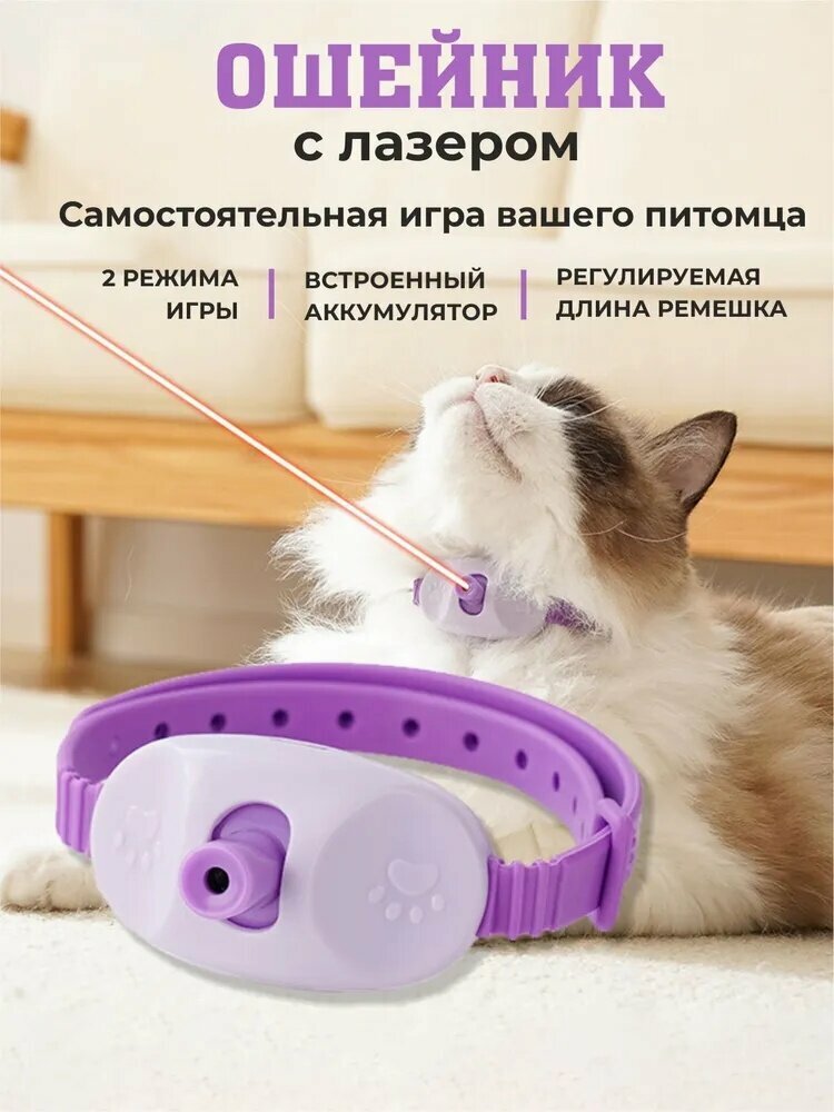 Игрушка для кошек и собак интерактивный ошейник лазерный. Лазерная указка для кота. Дразнилка для животных.