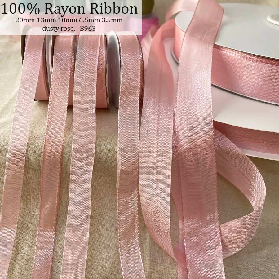 Вискозная лента 6.5mm, розовый B963 dusty rose