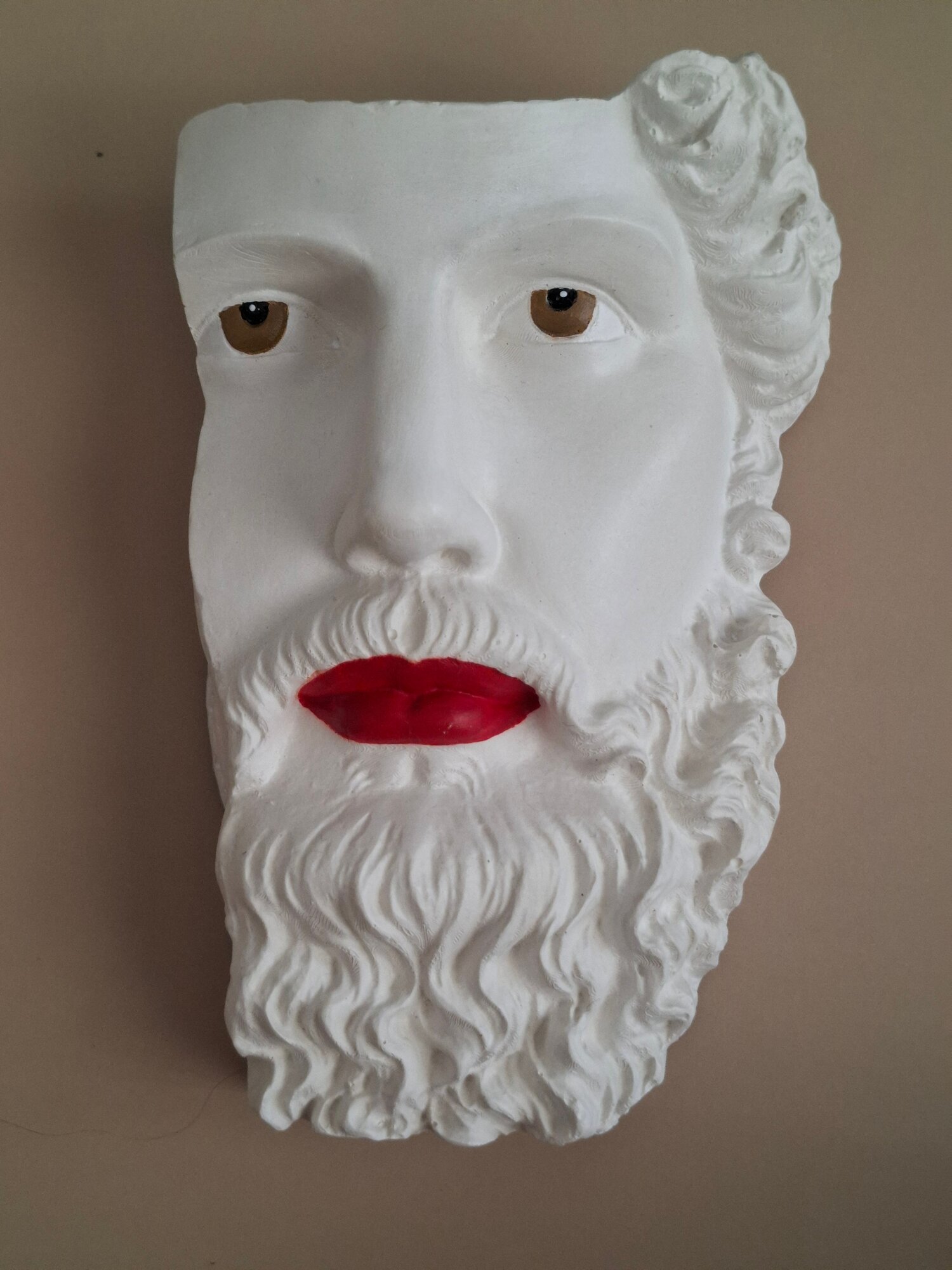 Настенный декор "Голова Зевса", барельеф, ручная работа, ручная роспись, гипс