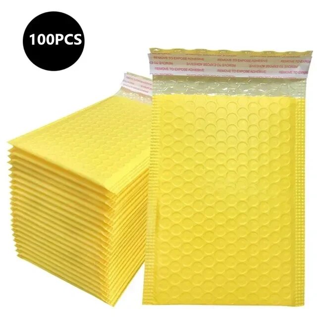 Пузырчатые пакеты для отправки 100 шт. Желтый, 13*15 см, Yellow