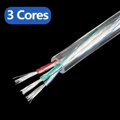 Прозрачный провод питания медный 2-5 жил 28AWG, 3 Cores, 5 meters