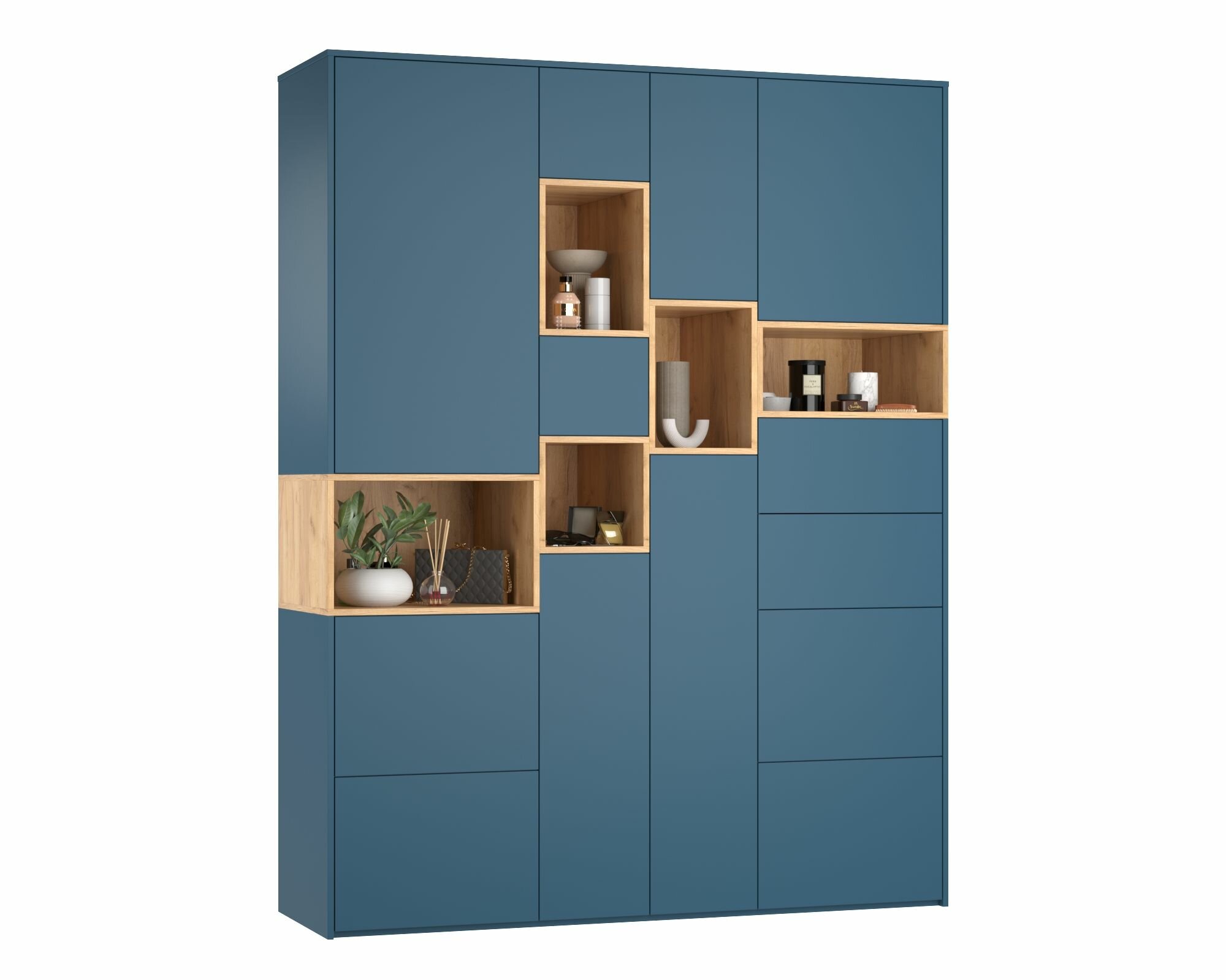 Шкаф распашной для одежды "Рокки 13" 170х220х52 Альби Полуночно-синий / Дуб крафт золотой