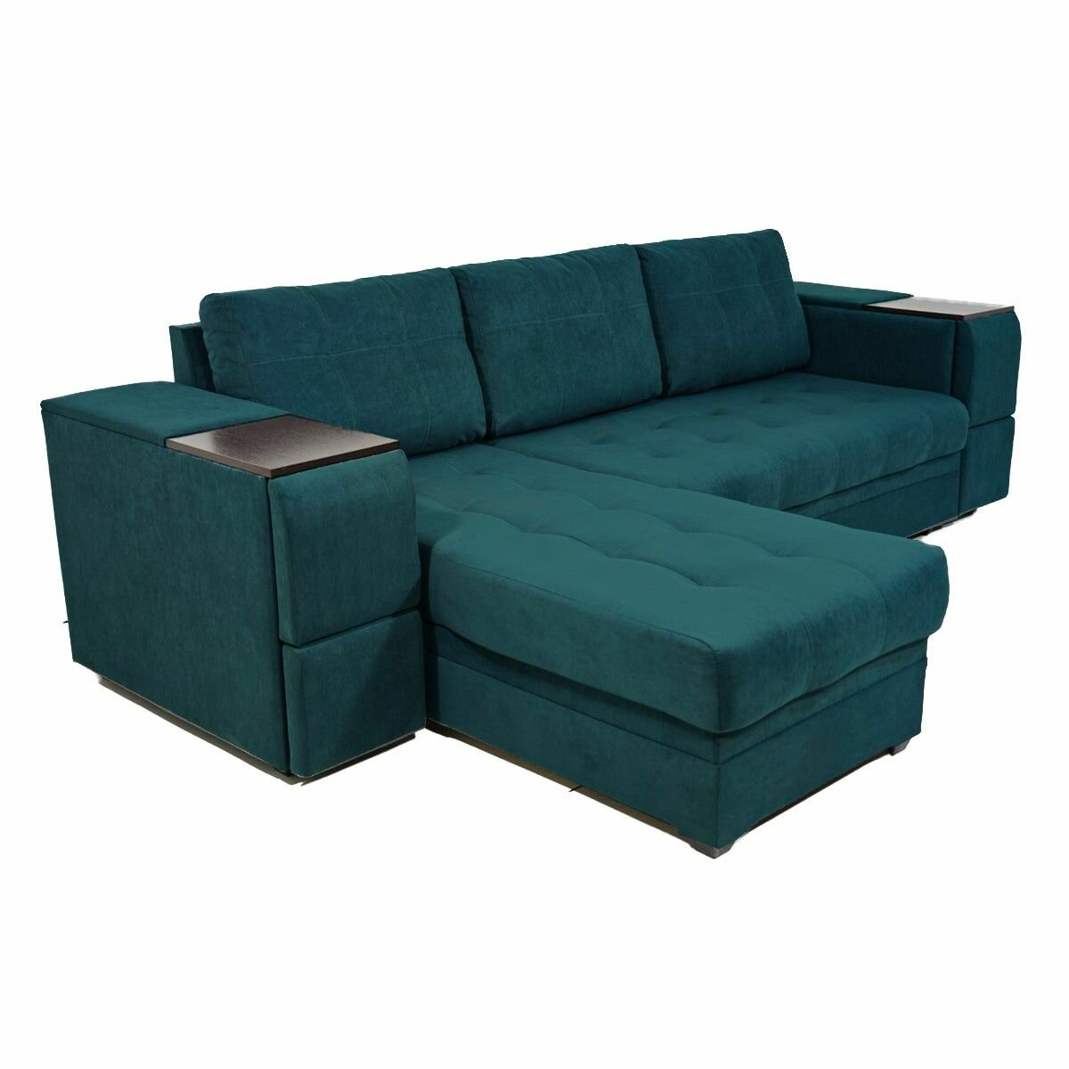 Диван Инвуд Лайт 2 угловой Барный (левый) Vita 028 изумрудный (стол как смотришь справа)260х160х88