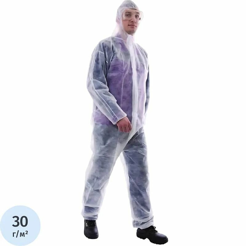Комбинезон одноразовый Каспер, белый, 30 г/м2, р-р. ХL 1 шт/уп