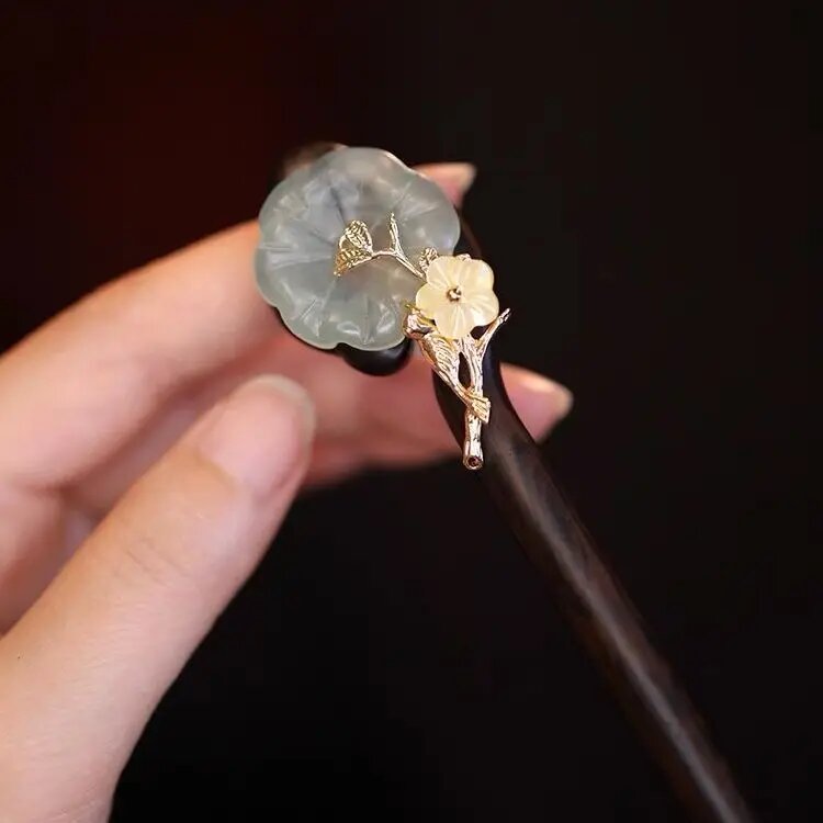 Xiuyu нефритовая заколка для волос из черного дерева, современный китайский стиль, минималистичный аксессуар для прически, винтажная палочка, Cheongsam Match, ежедневное украшение для волос