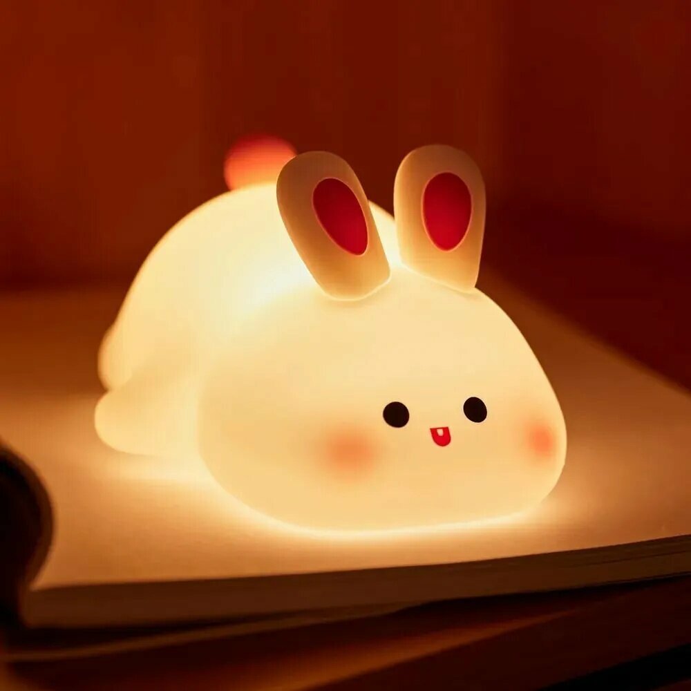 Силиконовая лампа Big face Rabbit Lying Silicone night Light-Обычная Модель