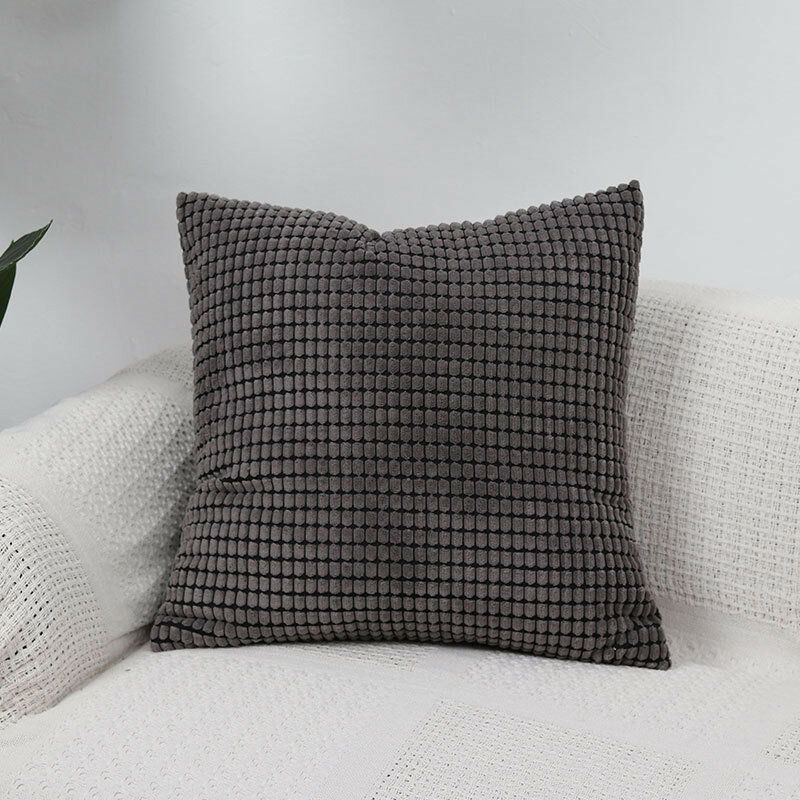 Стильные скандинавские подушки из плюшевого кордюра для современного интерьера, темно-серый - 30*50 см