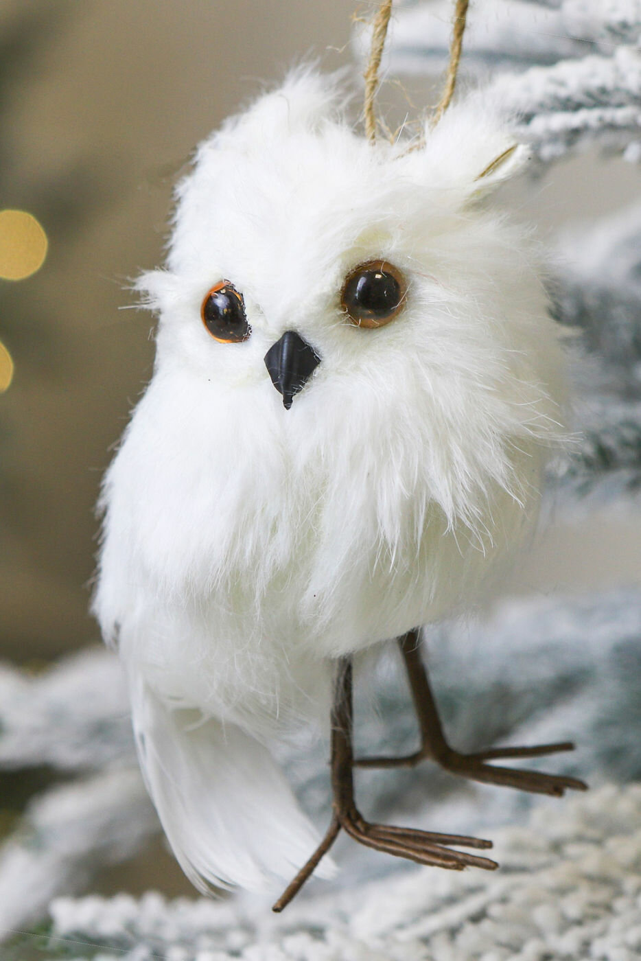 Ёлочная игрушка белоснежный филин, искусственный мех, перо, 12 см, Edelman 1180261-2