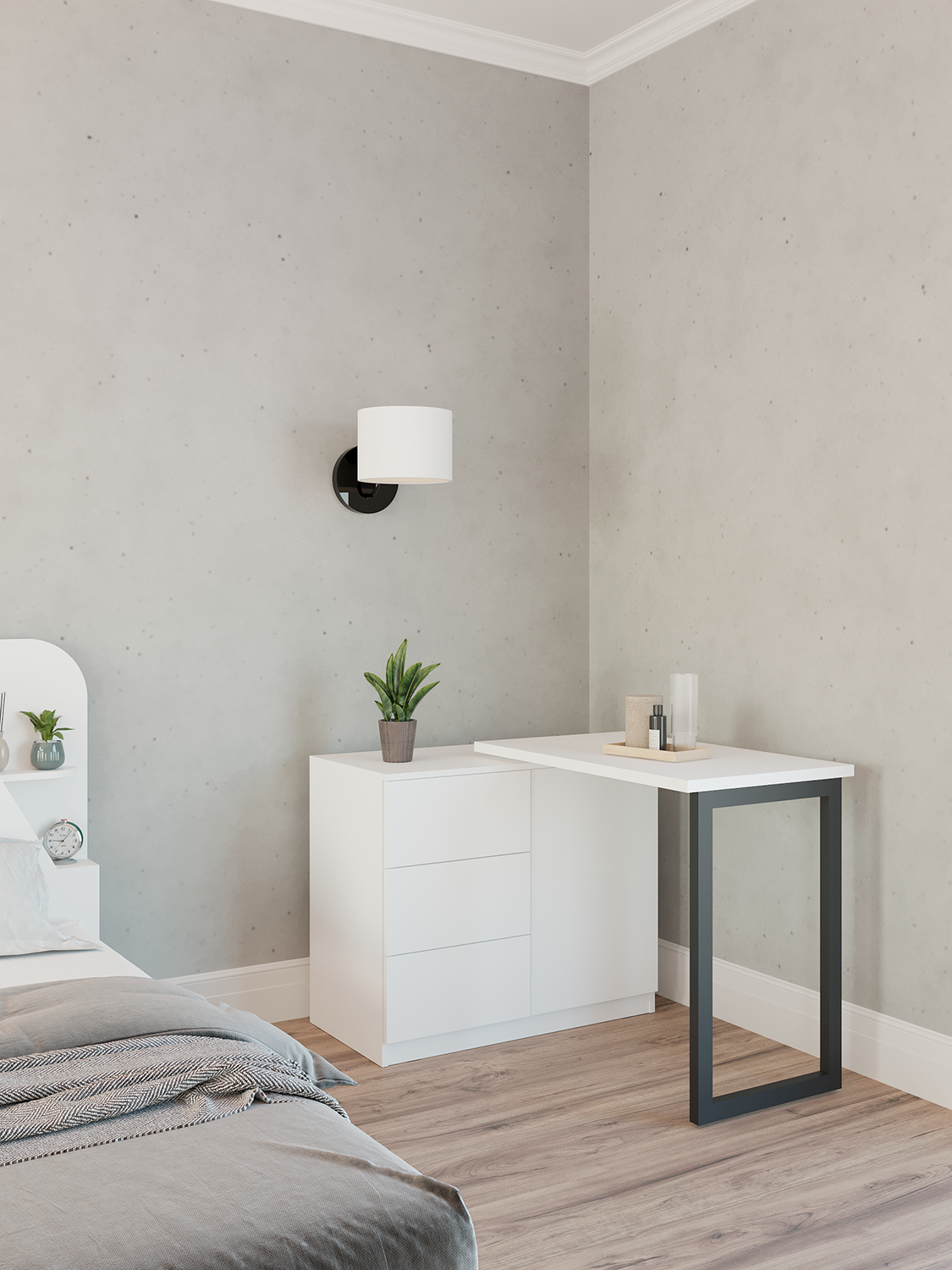 Стол комод, угловой письменный трансформер 92х50х77 см, Белый. Столешница 25 мм.