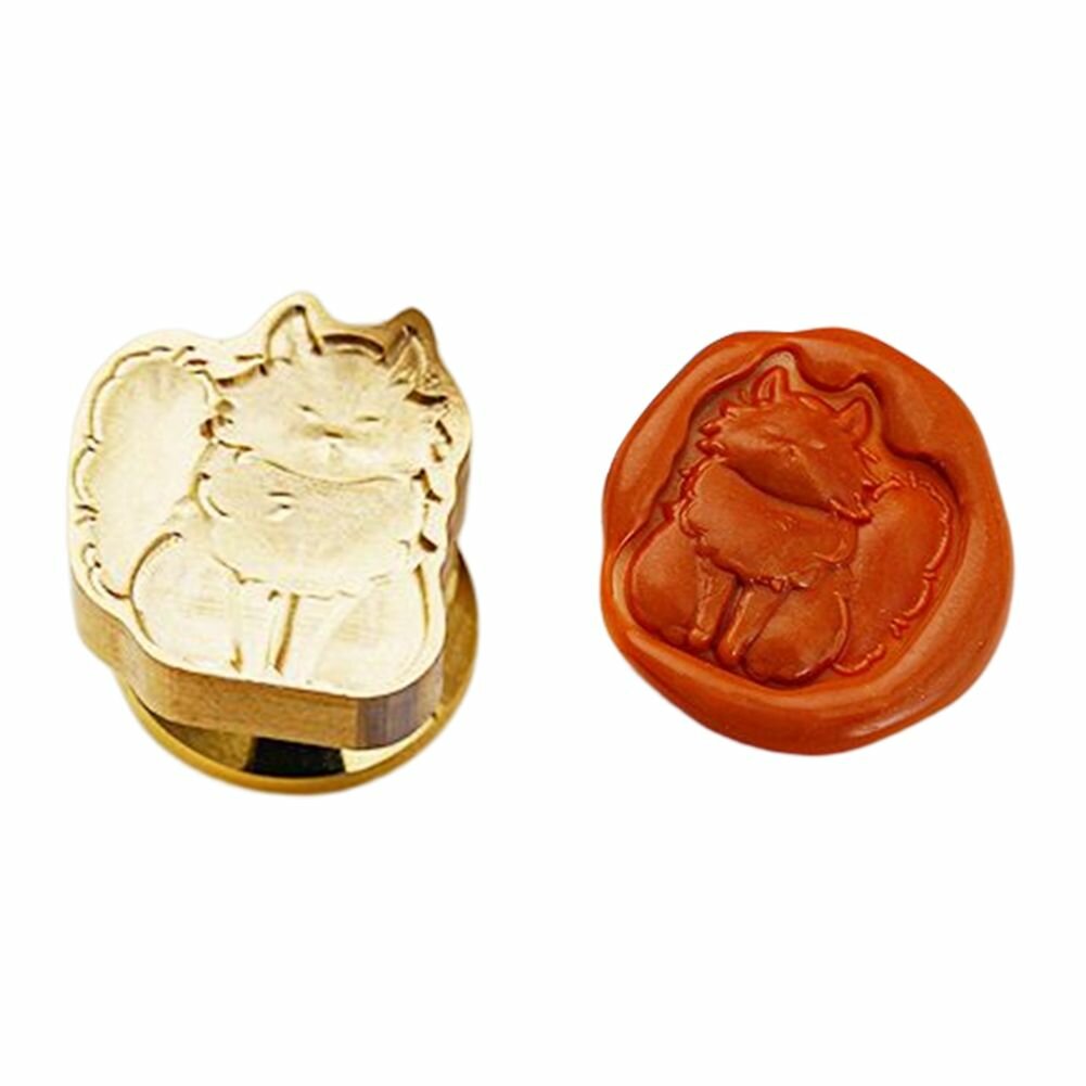 Печать декоративная для сургуча, зверек лиса, материал латунь с позолотой, 30 мм
