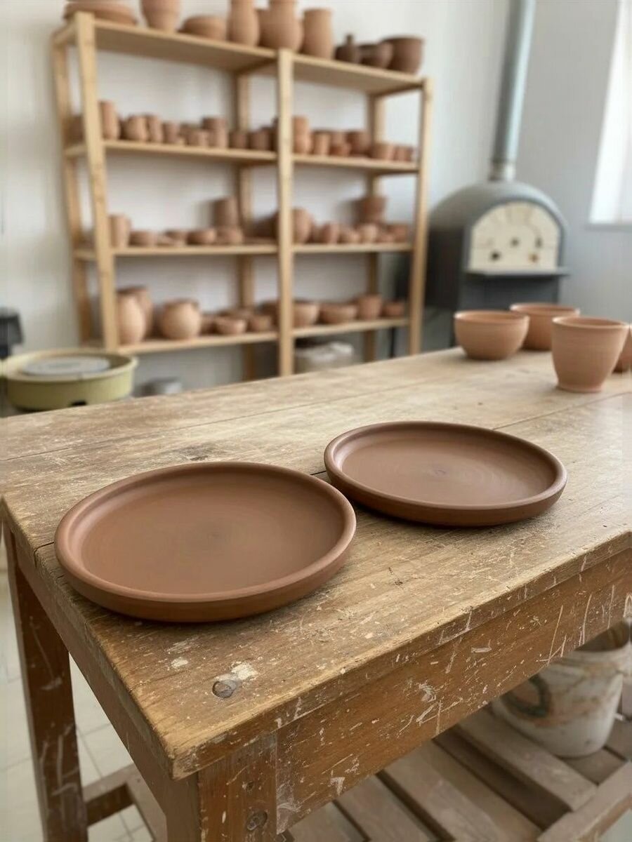 Сковорода Кеци d195 мм красная глина(набор 2 штуки)