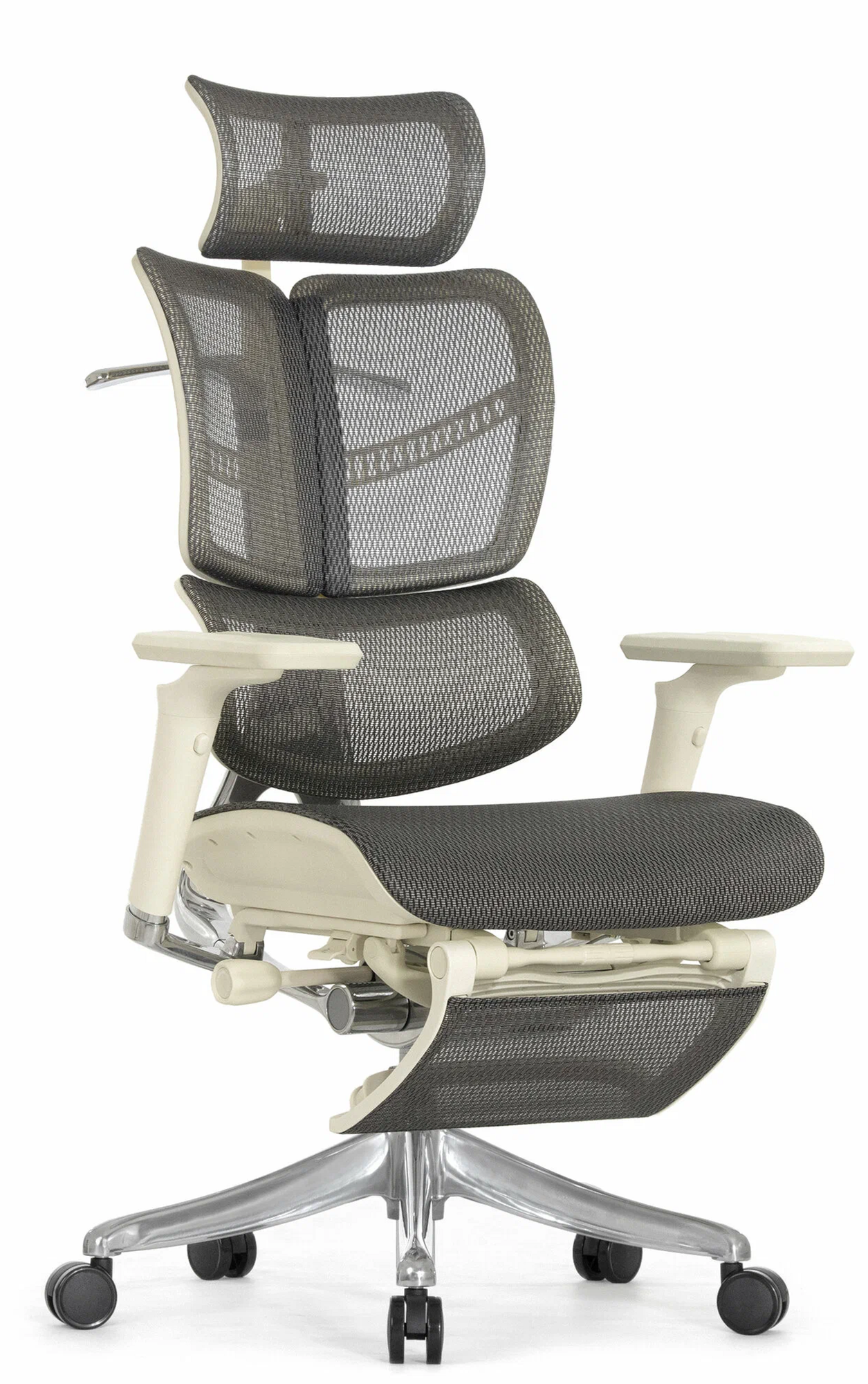 Кресло с подножкой FALTO FLY 2 (5D подголовник, подлокотники 6D(360), сетка, светлый)