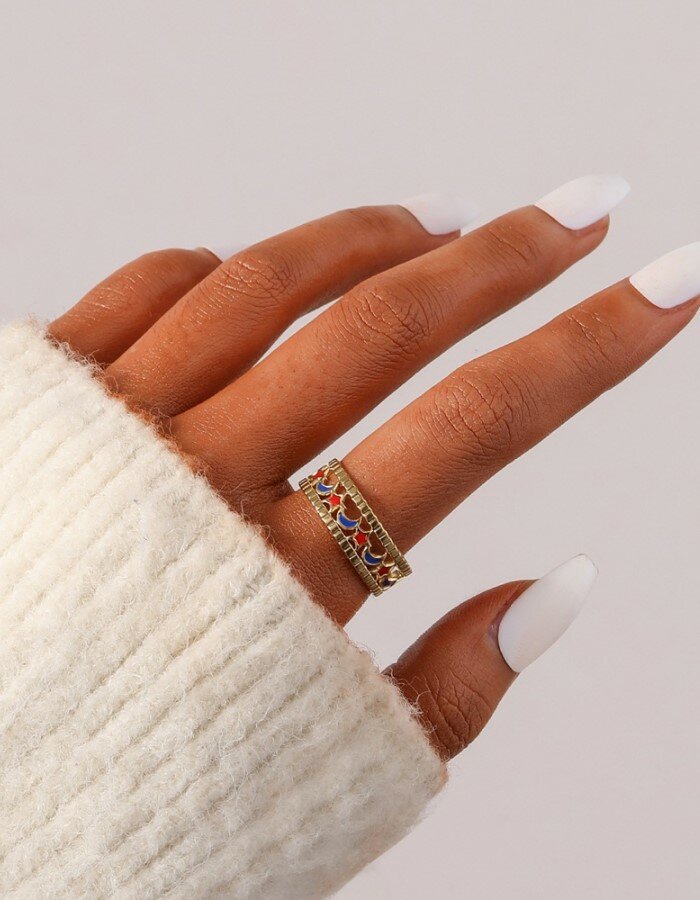 Кольцо переплетенное, эмаль