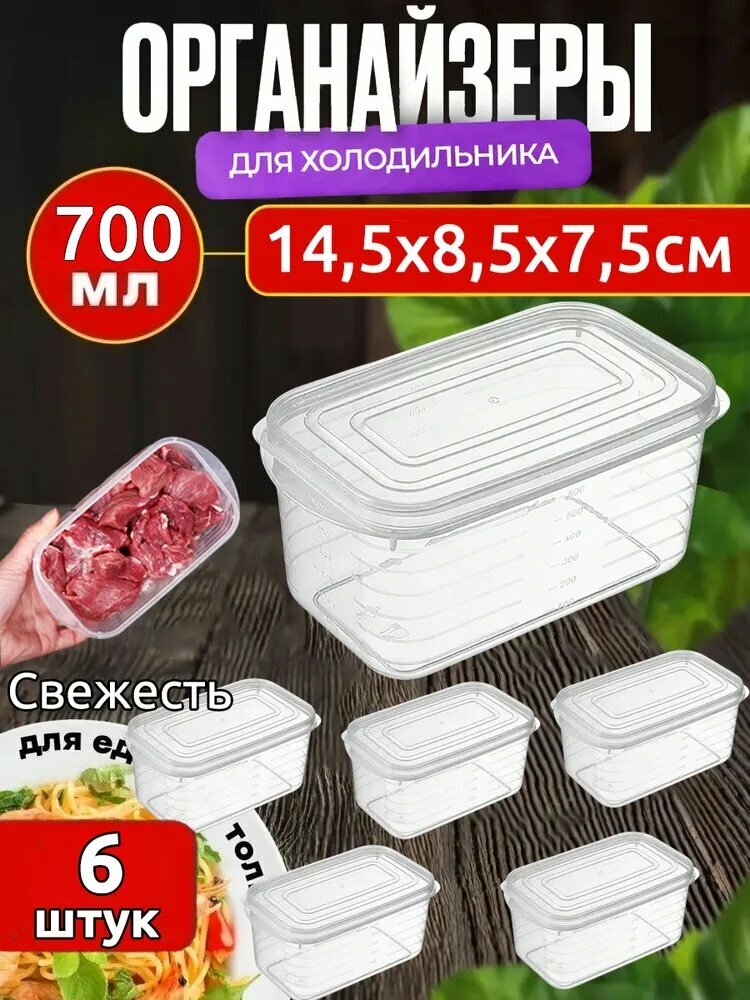 Контейнер пищевой, 700 мл, 6 шт