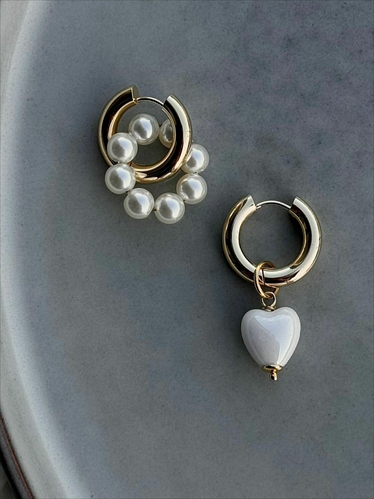 Серьги конго, жемчуг имитация, керамика