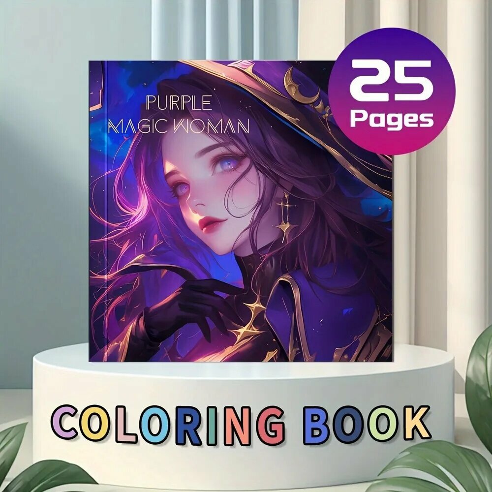 Волшебная аниме-раскраска Магическая девушка (20 20 см)-антистресс для взрослых. Идеальный подарок на Рождество и Хэллоуин!