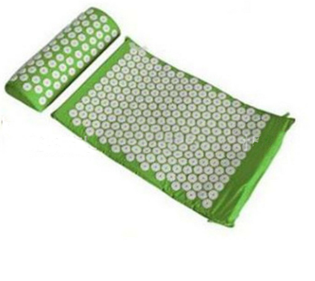 Набор иглоукалывающего мата и подушки из хлопкового спонжа с сумкой из оксфордской ткани для путешествий, зеленый