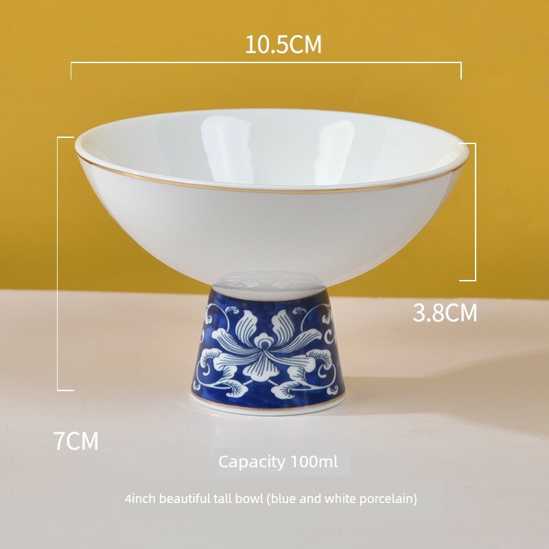 Фарфоровая тарелка в китайском стиле: высокая чаша для десертов, закусок, чая, орехов, маленькая тарелка для подачи,