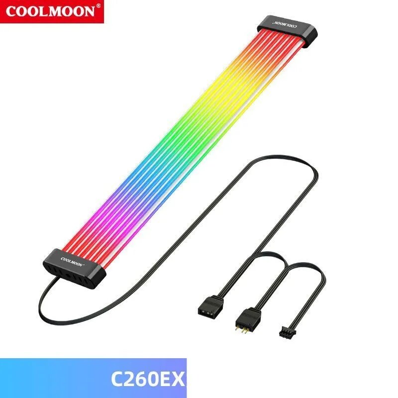 PC 8PIN Защита кабеля питания ARGB Светящийся неоновый кабель C260EX, black