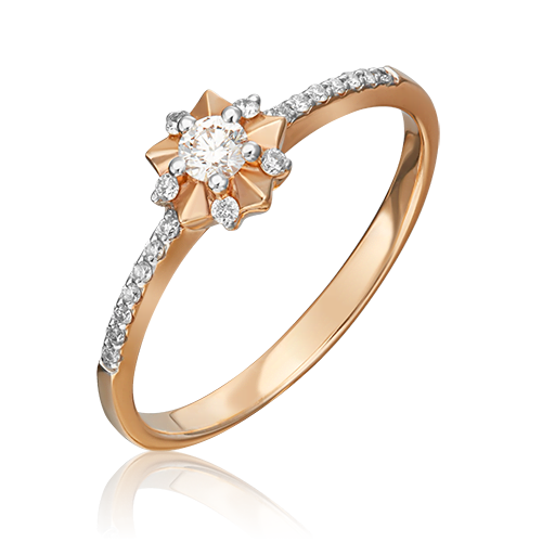 Кольцо, красное золото, 585 проба, бриллиант