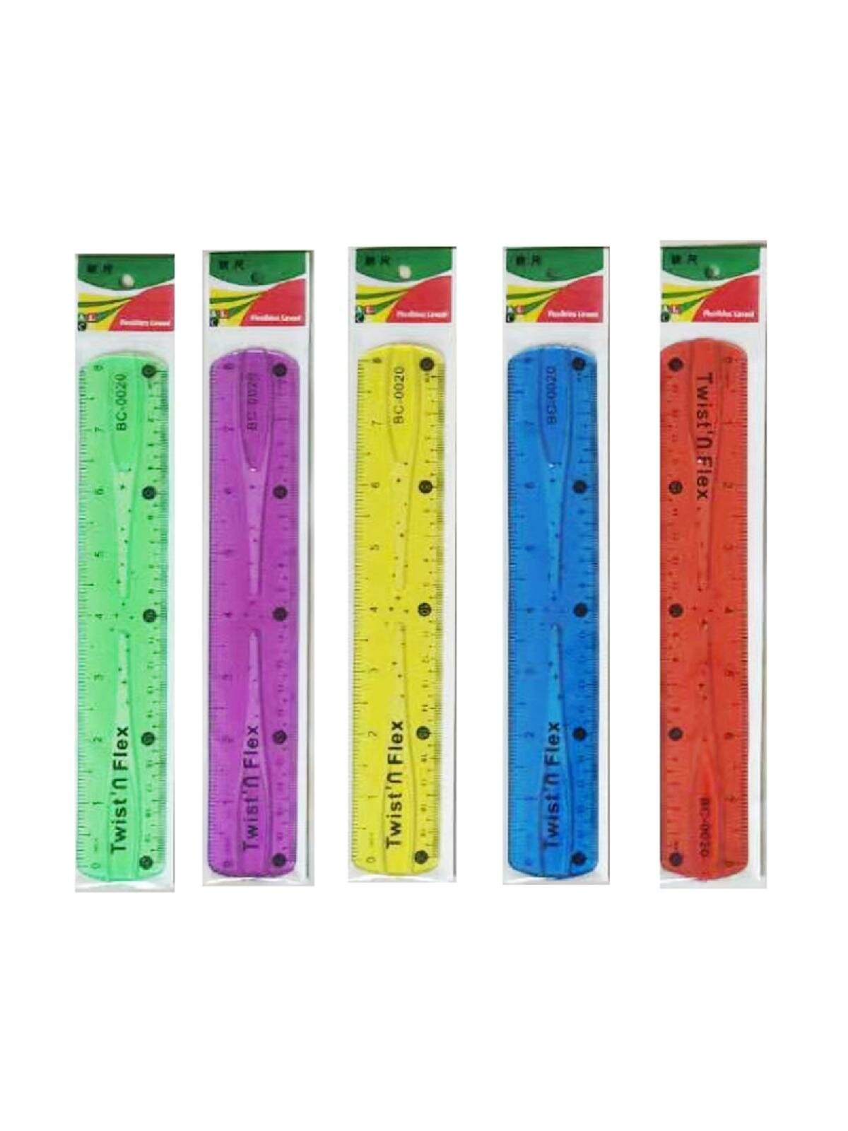 2шт Линейка с дюймами и метрикой, цветная линейка с бендером, небьющаяся для студентов