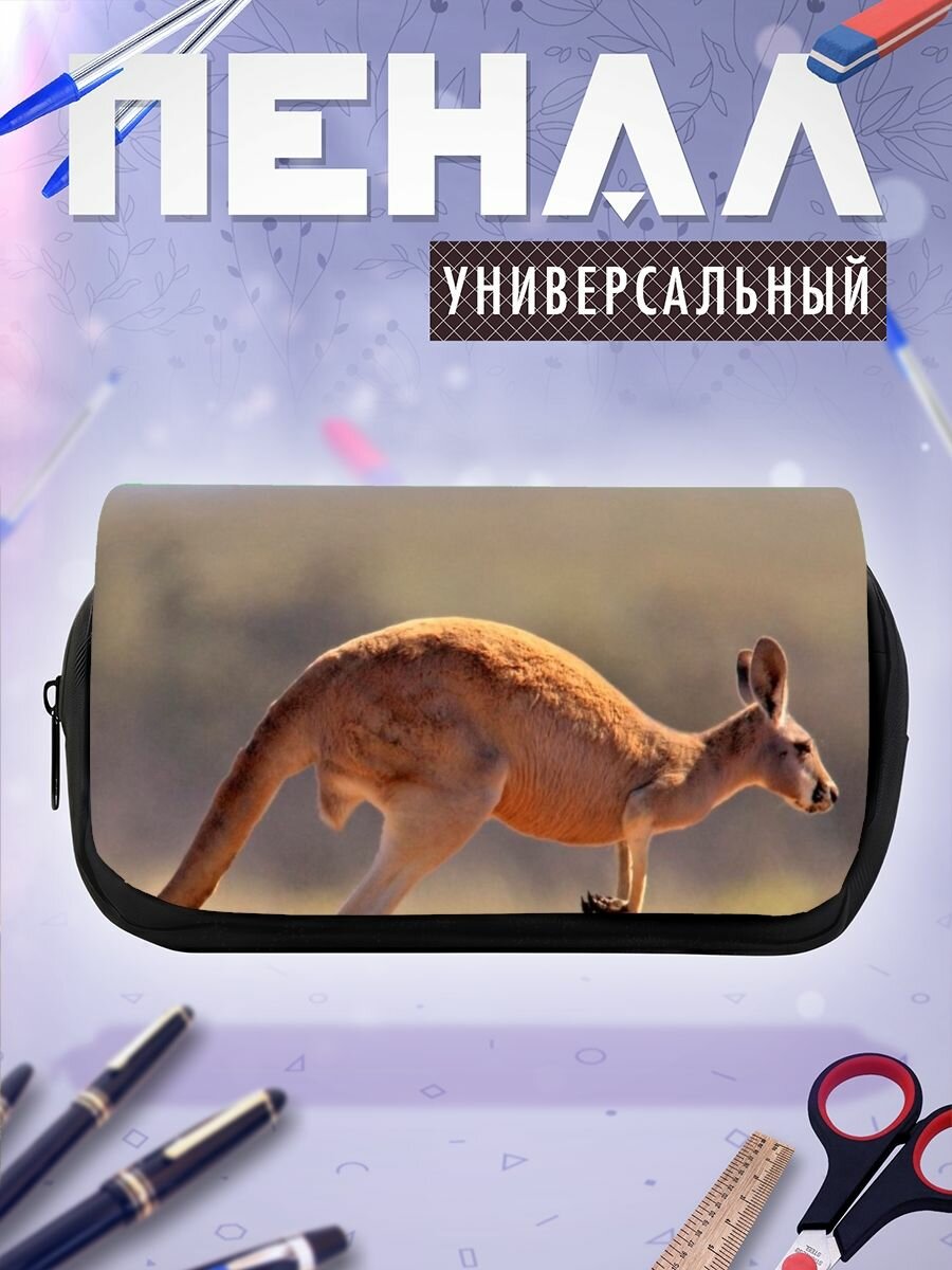 Школьный пенал красный кенгуру наземные животные
