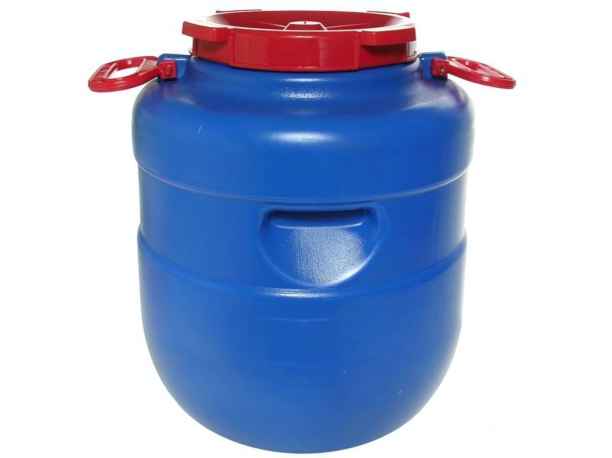 Бочка 40л круглая пластиковая, синий цвет, удобные ручки, для хранения