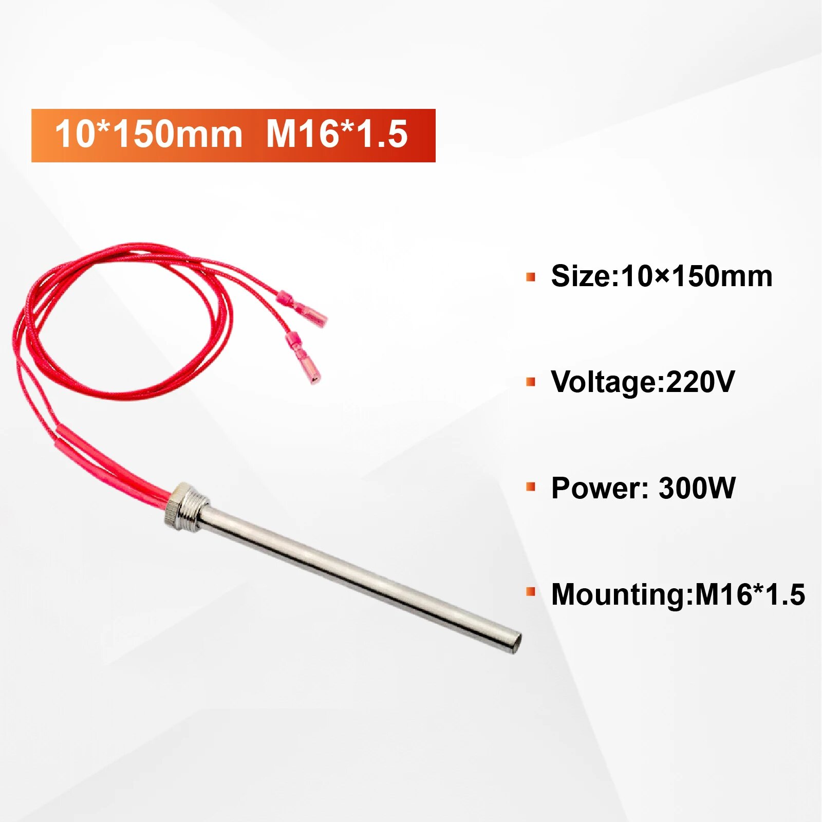 Нагревательный стержень для печи 220В 300/350Вт нержавеющая сталь 150mm-M16-1.5