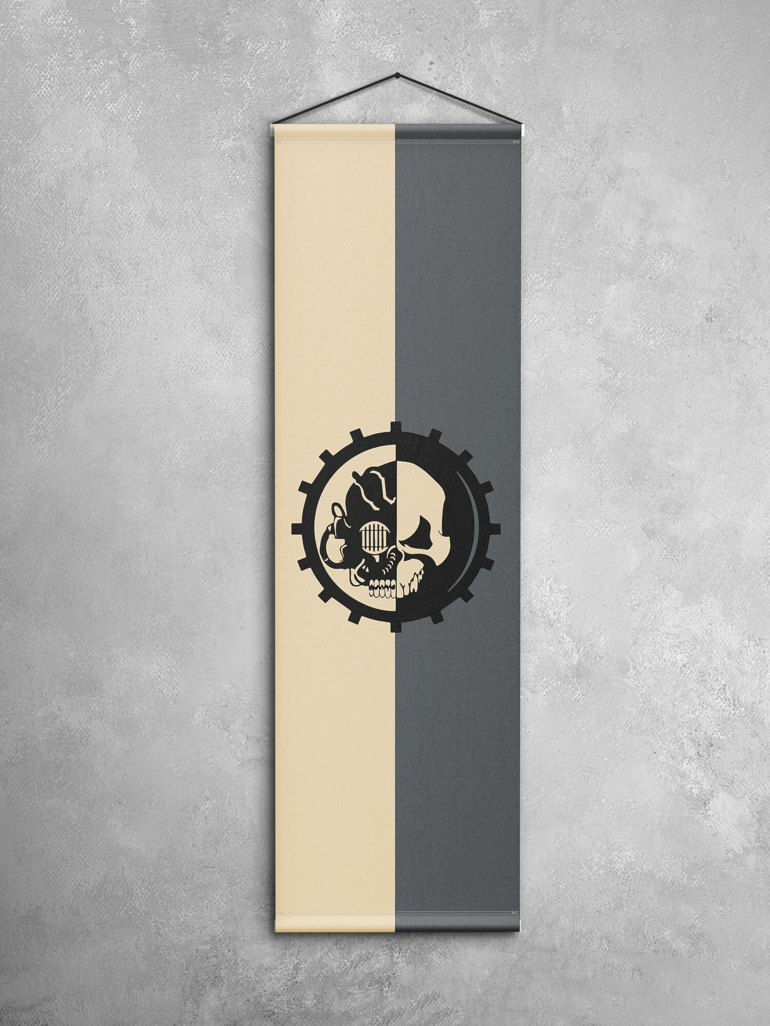 Вертикальный штандарт флаг Адептус Механикус Вархаммер Warhammer 40000 150х50 см на шёлке