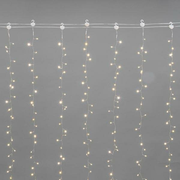 Электрогирлянда NEON-NIGHT Занавес из росы Фейерверк 3х2 м, тепло-белое свечение, 8 режимов, 600 диодов (LED-CURTAIN-230V-IN-WW)