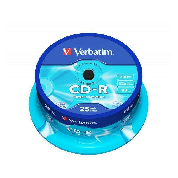 Диск CD-R Verbatim 700 МБ 52X Extra Protection, 25 шт. шпиндель
