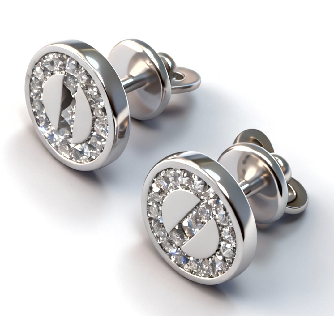Серьги пусеты, серебро, 925 проба, родирование, фианит
