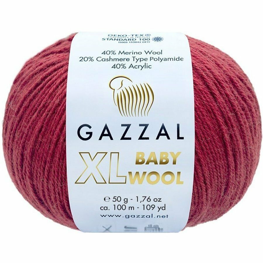Пряжа Gazzal BABY WOOL XL 816 бордо (5 мотков)