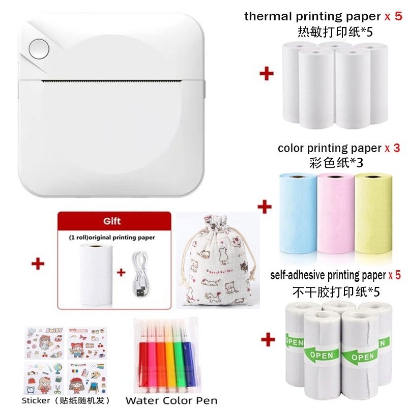 Портативный мини-принтер для кросс-граничной печати, беспроводной, подключаемый к мобильному Bluetooth, безчернильный принтер для наклеек и фотографий