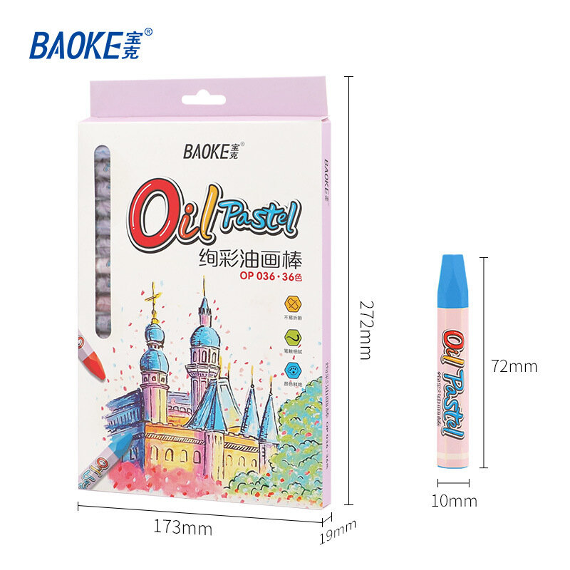 ⭐Шестигранные масляные пастели Baoke для детей, ручки для рисования в детском саду, 12 цветов, 18 цветов, 24 цвета, 36 цветов, масляные мелки⭐