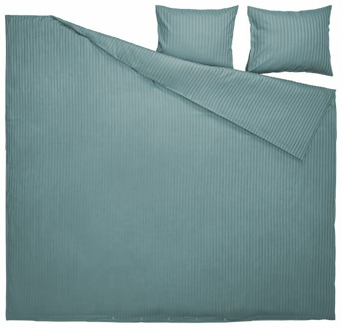 NATTJASMIN Постельное белье 2 спальное икеа, пододеяльник и 2 наволочки/сине-зеленый в полоску 200x200/50х70 см (70595825)