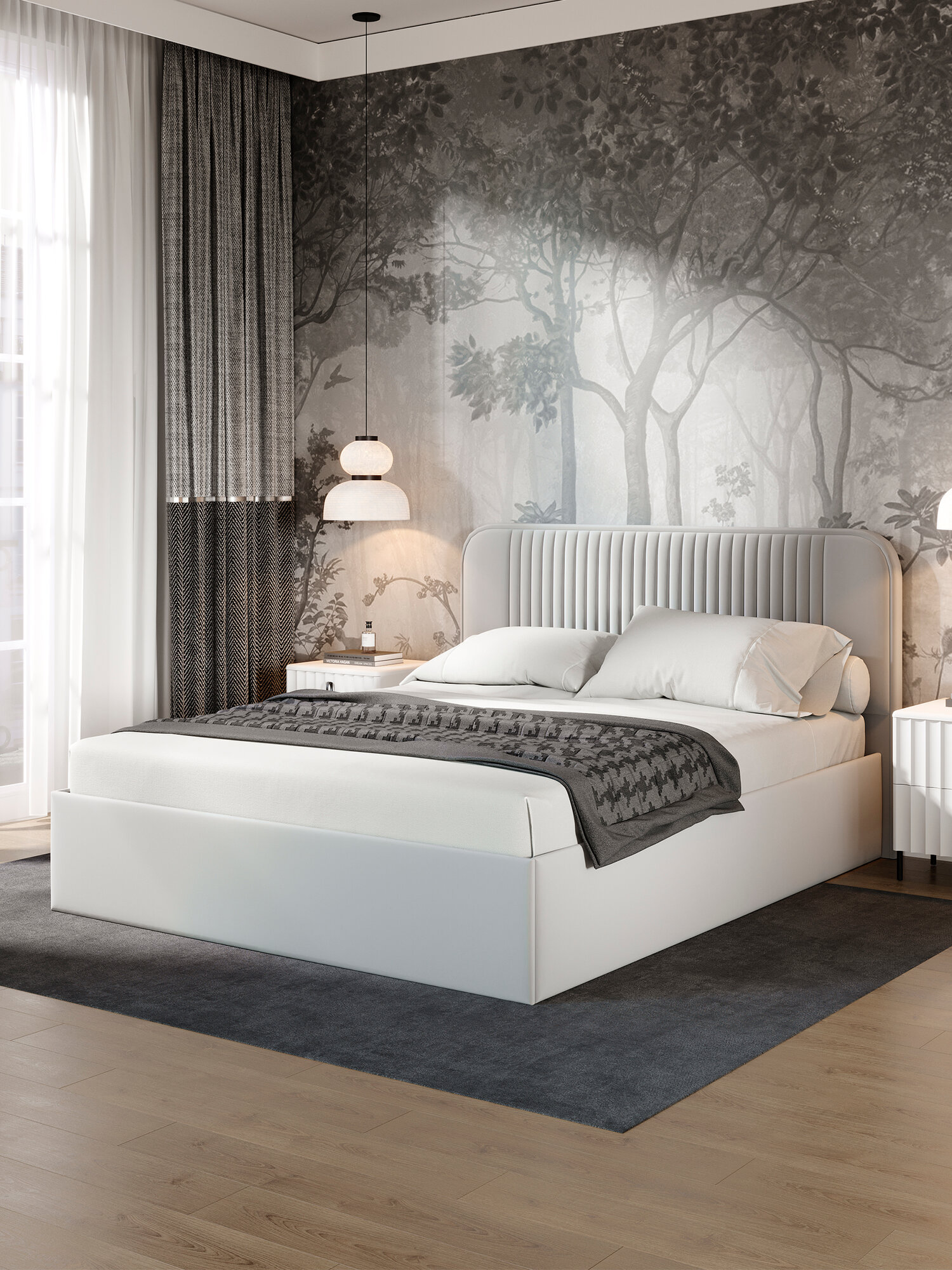 Тиффани кровать c подъемным механизмом (1600) Тип 1 Велюр Confetti Silver