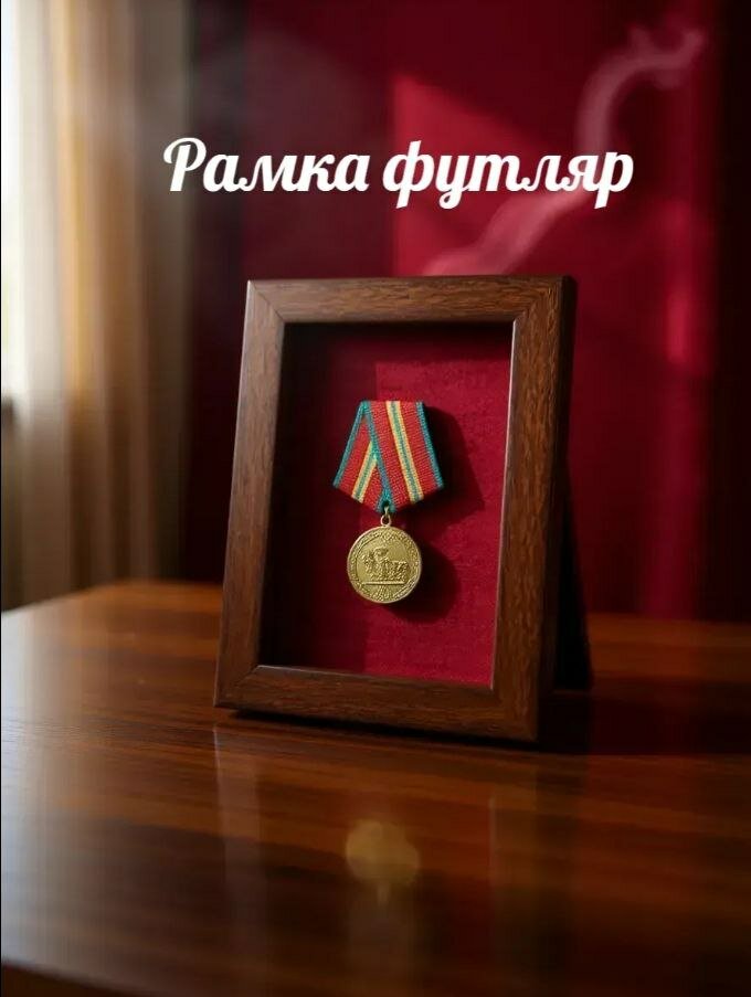 Рама футляр ручной работы для медалей, орденов и нагрудных знаков бордовая