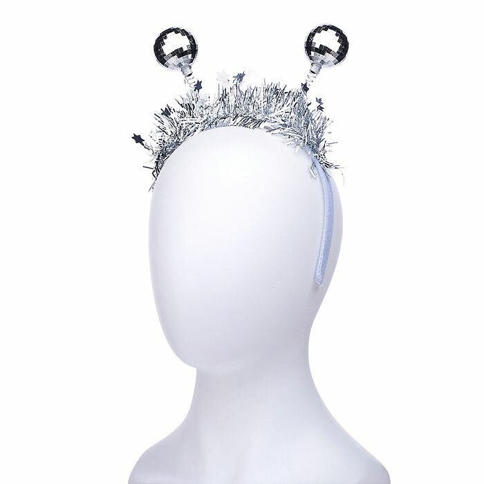 Ободок карнавальный Oubaoloon "Диско шарики" из полимерных материалов и текстиля