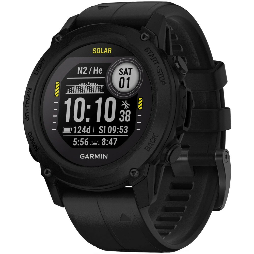 Смарт-часы для дайвинга Garmin Descent G1 Solar Sapphire Dive Computer Black 010-02604-12, с удлиненным ремешком, Европа