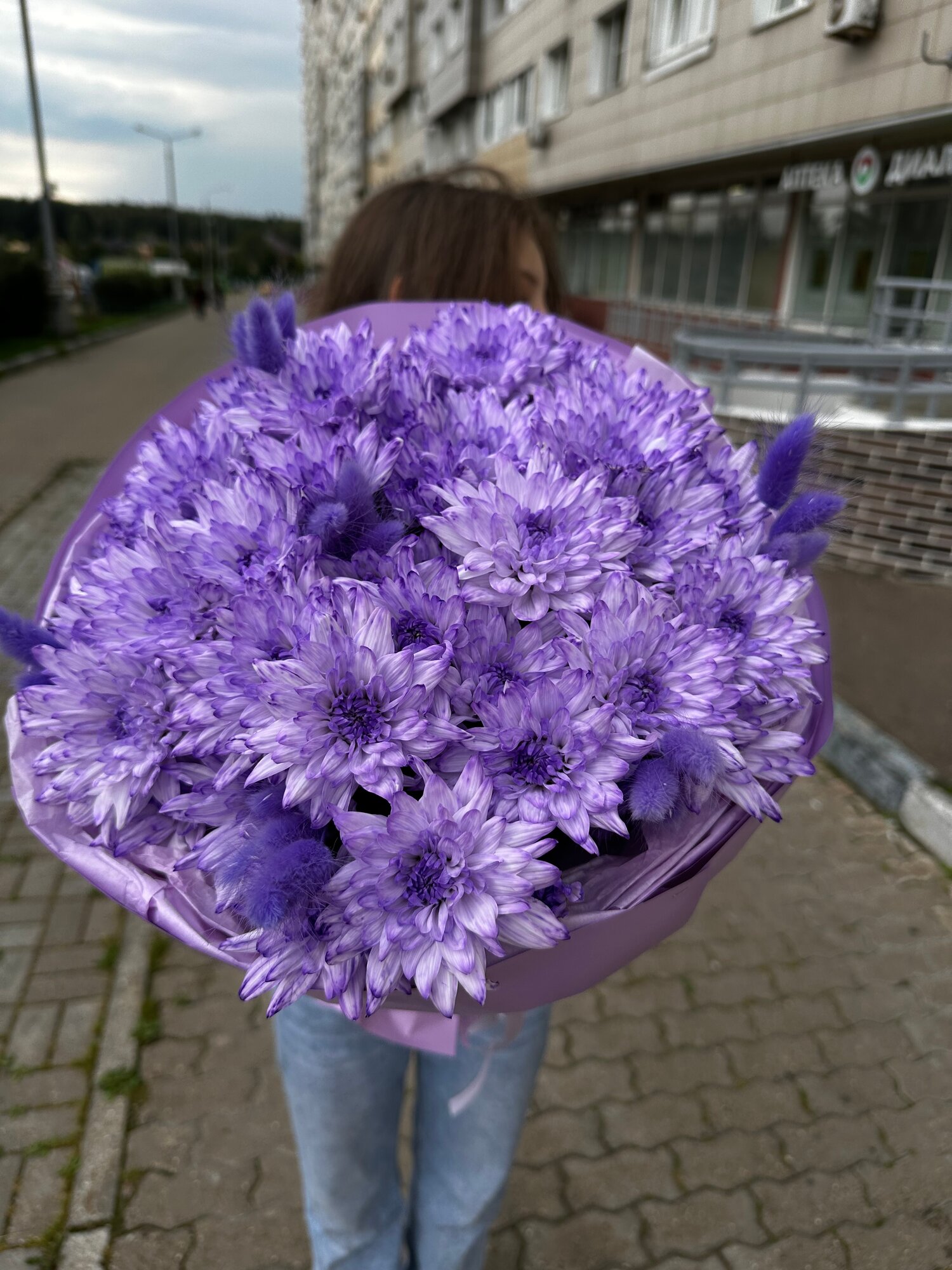 Букет из кустовой хризантемы "Фиолетовые сны", бренд flowers cream