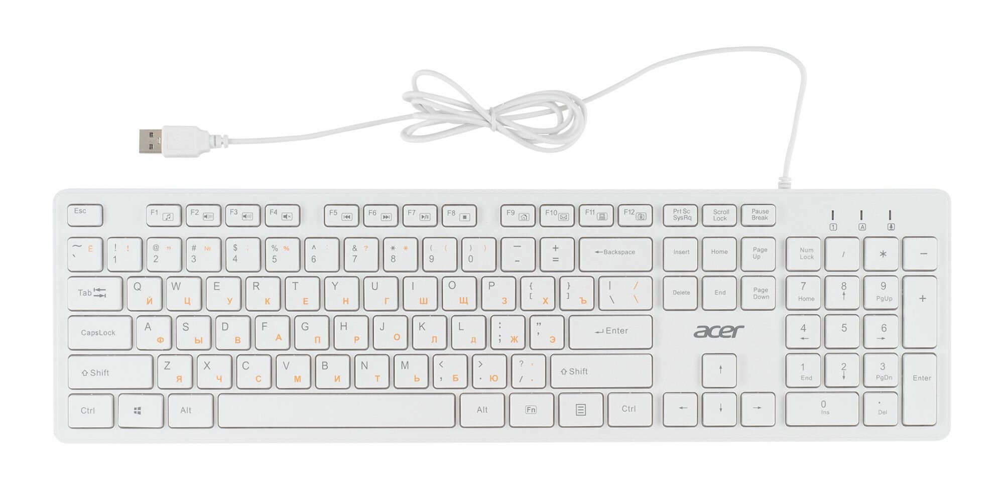 Клавиатура Acer OKW123, белая, проводная (1639710)