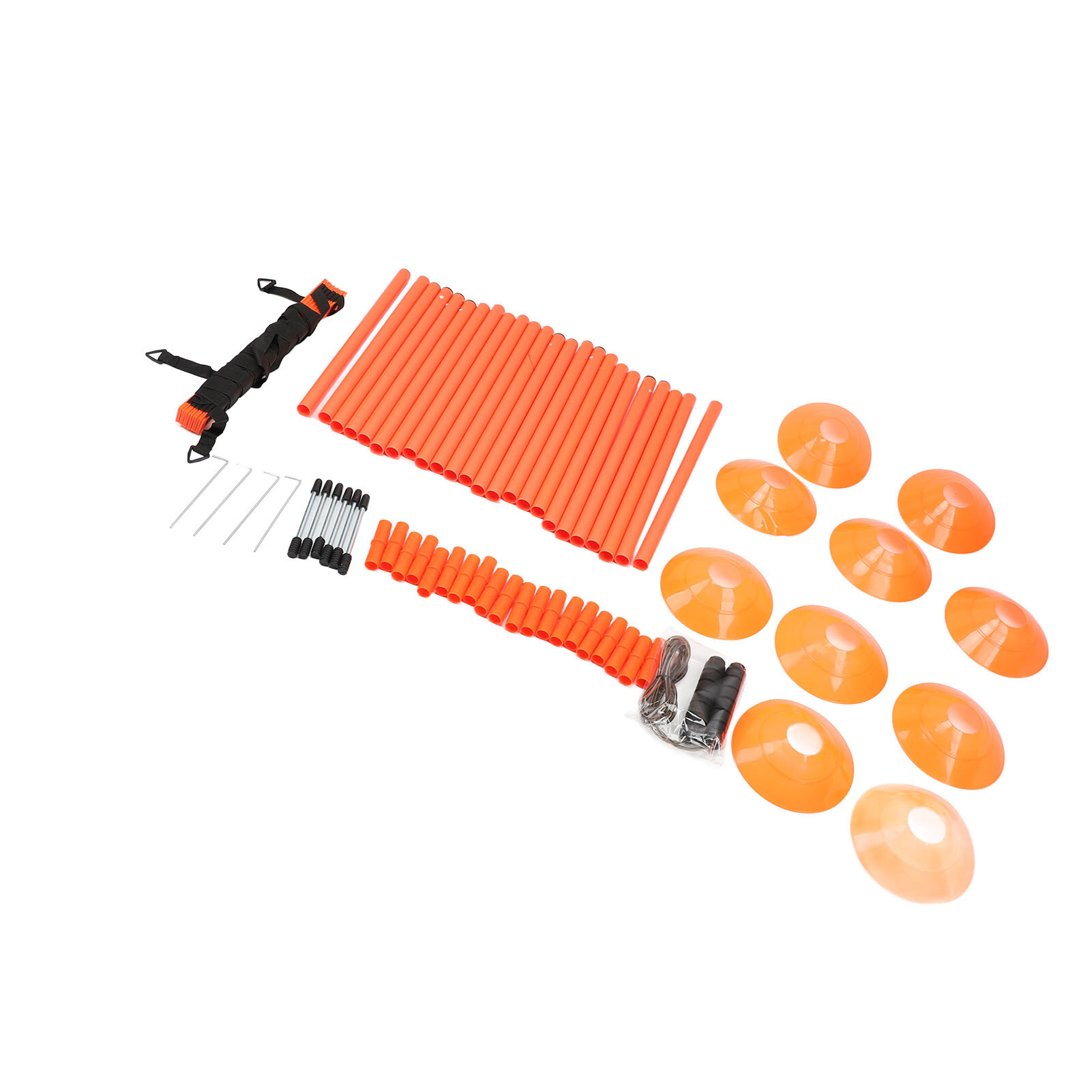 Набор для развития ловкости в футболе с лестницей, конусами, скакалкой, регулируемым и съемным тренировочным оборудованием для развития скорости. Черный, оранжевый.