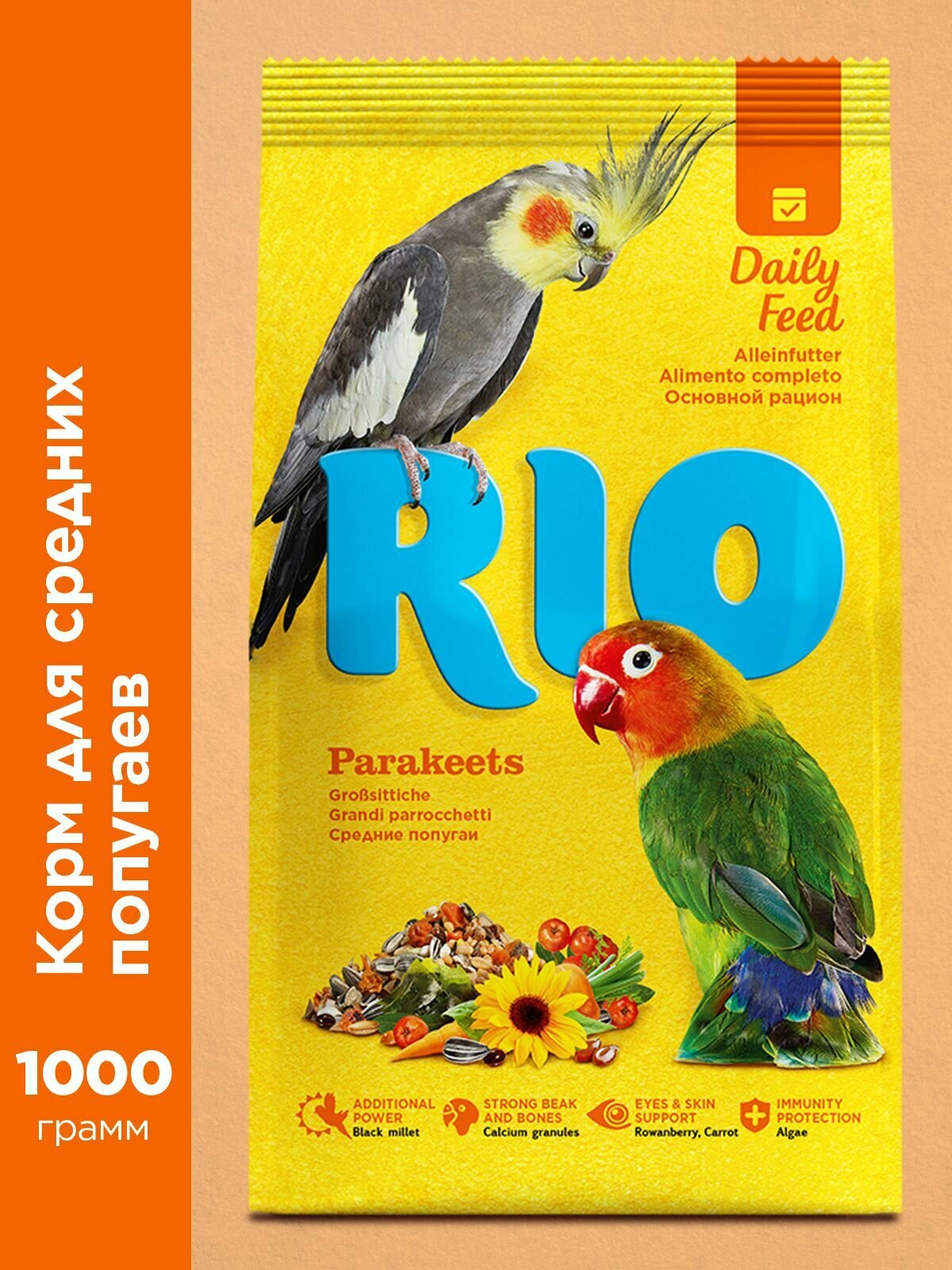 RIO Корм для средних попугаев. Основной рацион, 1 кг корм для попугаев основной корм