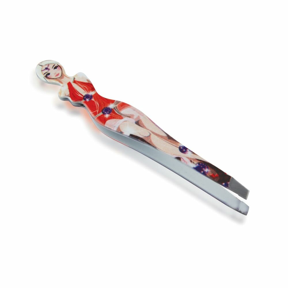 Ellis Cosmetic Пинцет Eс Rp 024-2, скошенный край, плоский, Девушка, d 10 см